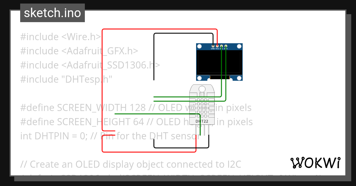 humid and temper detect on oled - Wokwi ESP32, STM32, Arduino Simulator