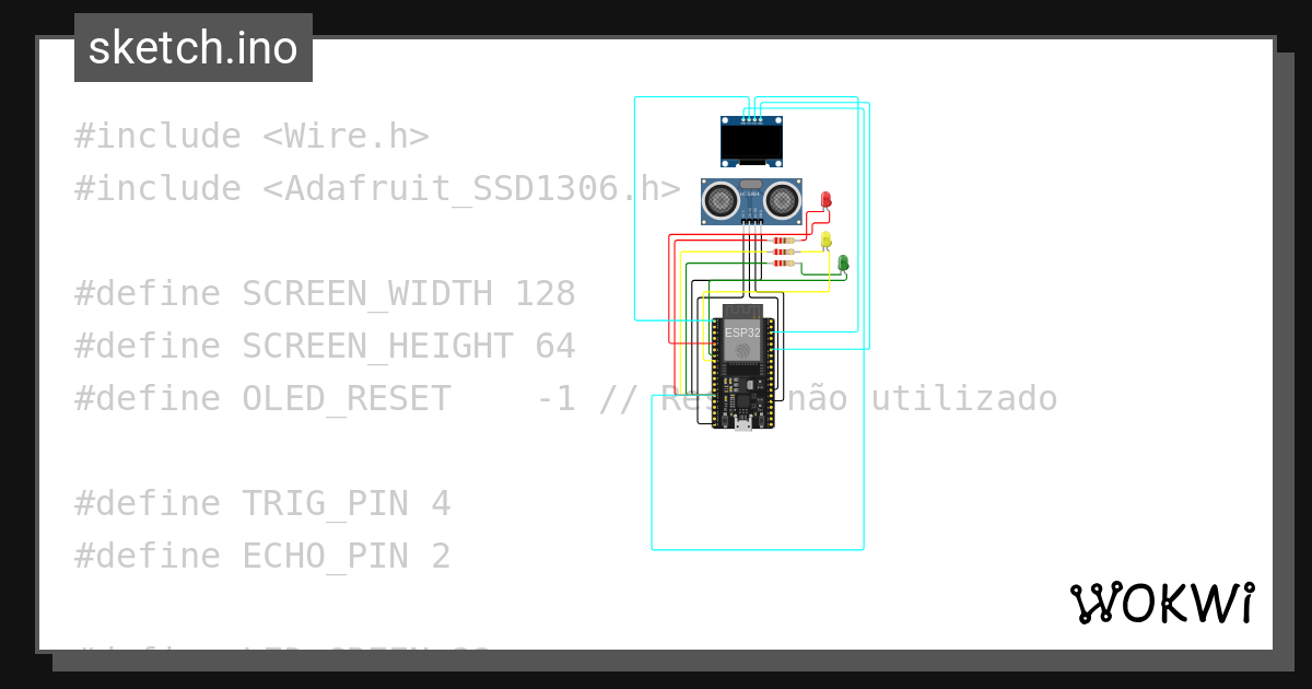 Sensoe Ultrasonic Display Diferente Wokwi Esp32 Stm32 Arduino Simulator