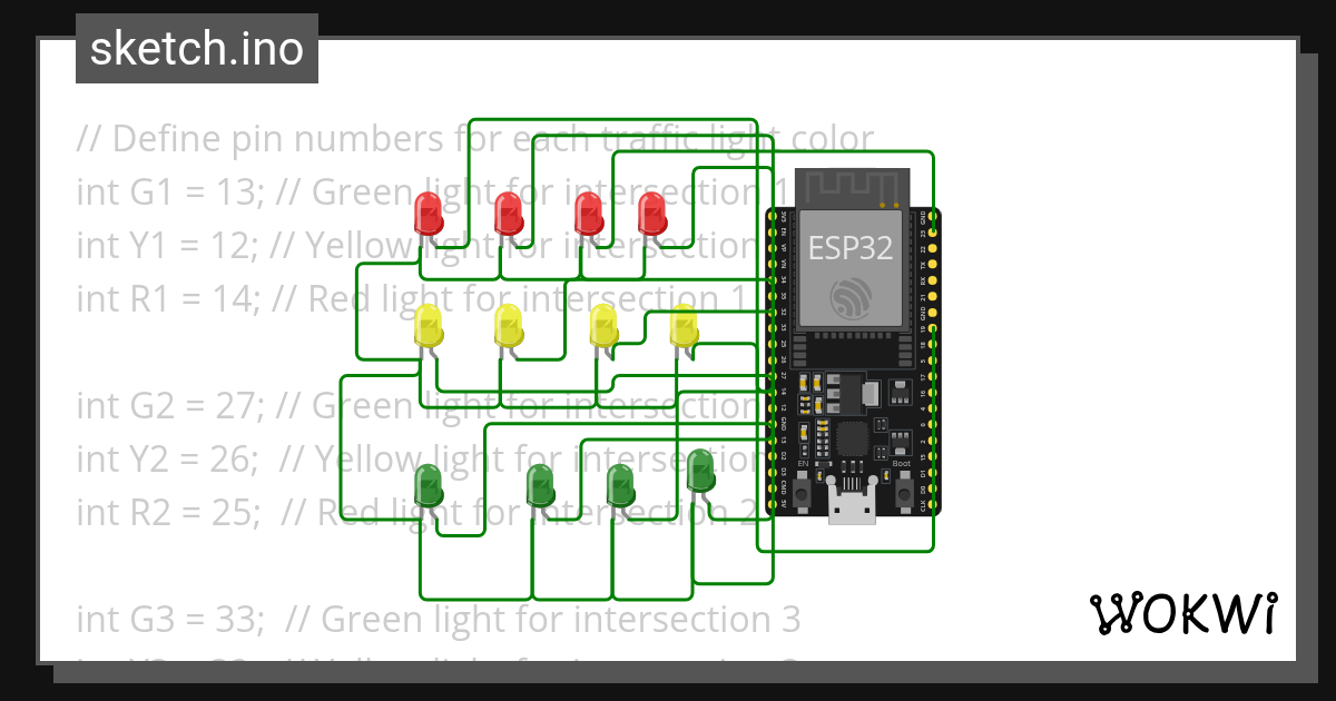 15) Traffic Light Control System Copy 17 batch 4 - Wokwi ESP32, STM32, Arduino Simulator