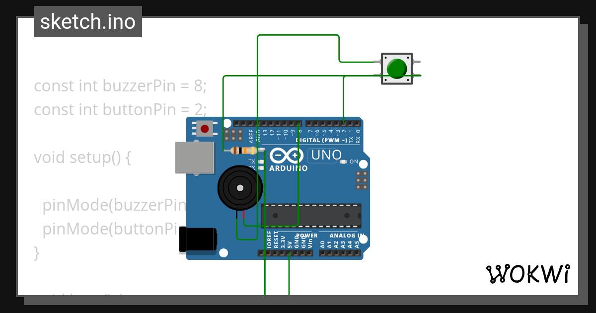 การควบคุม Buzzer ด้วยปุ่มกด Wokwi Esp32 Stm32 Arduino Simulator 