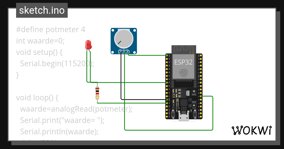 Potmeter Met Led Wokwi Esp32 Stm32 Arduino Simulator