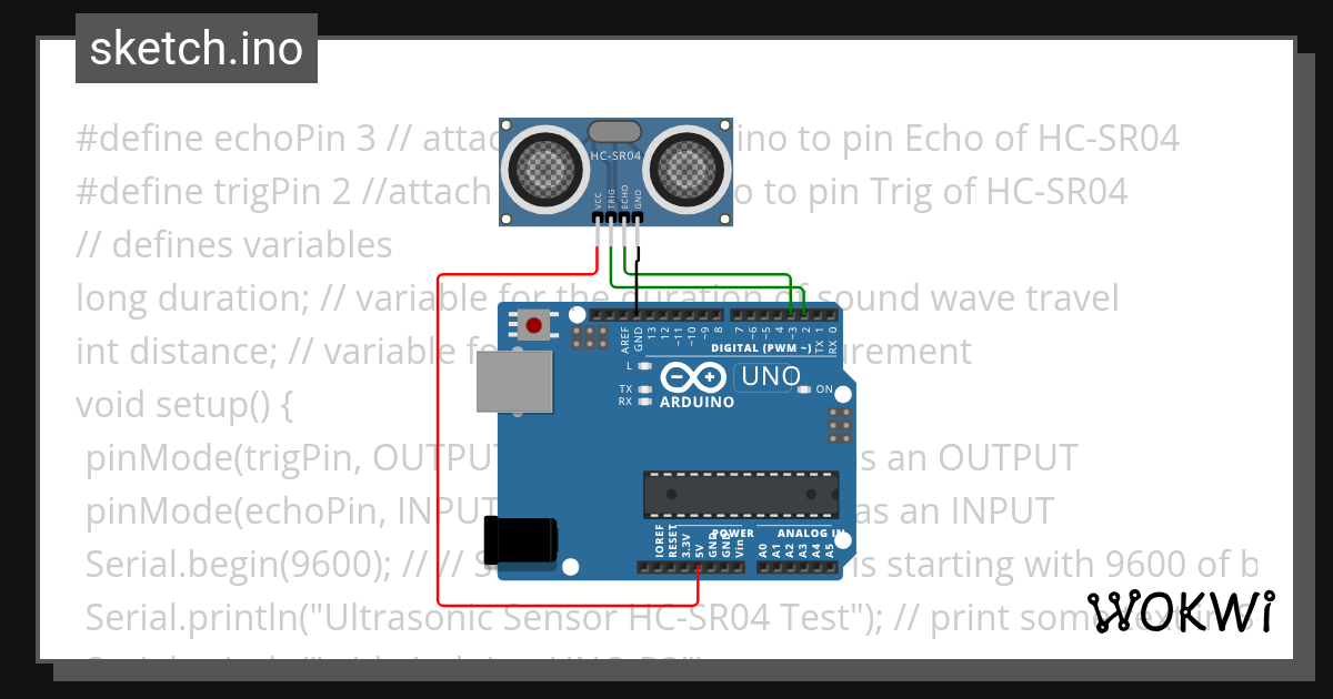 ultrasonic ssensor - Wokwi ESP32, STM32, Arduino Simulator