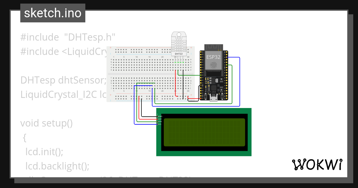 temp and humid projet - Wokwi ESP32, STM32, Arduino Simulator