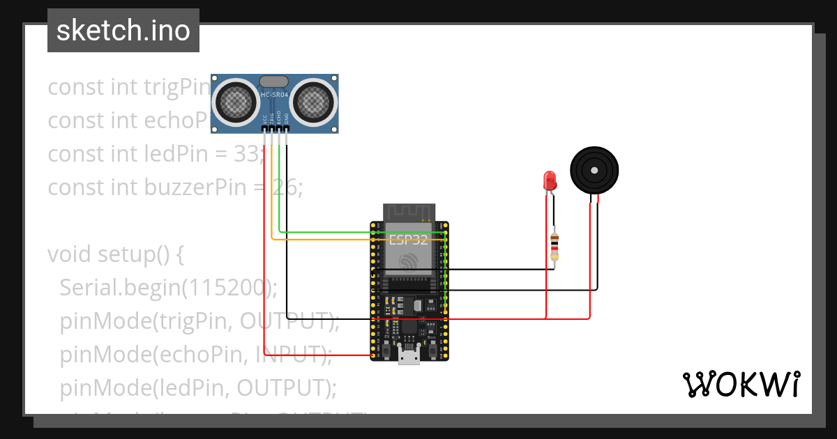 Ultrasonic Sensor Wokwi Esp32 Stm32 Arduino Simulator 