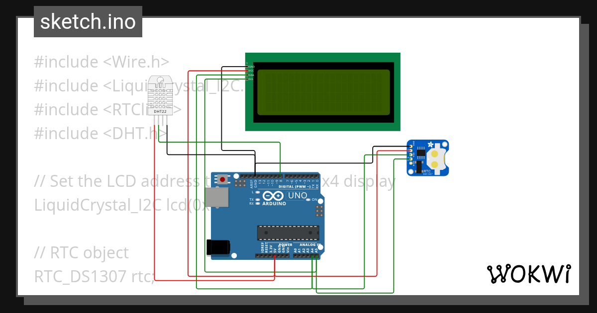 prj14 rtc lcd dht - Wokwi ESP32, STM32, Arduino Simulator
