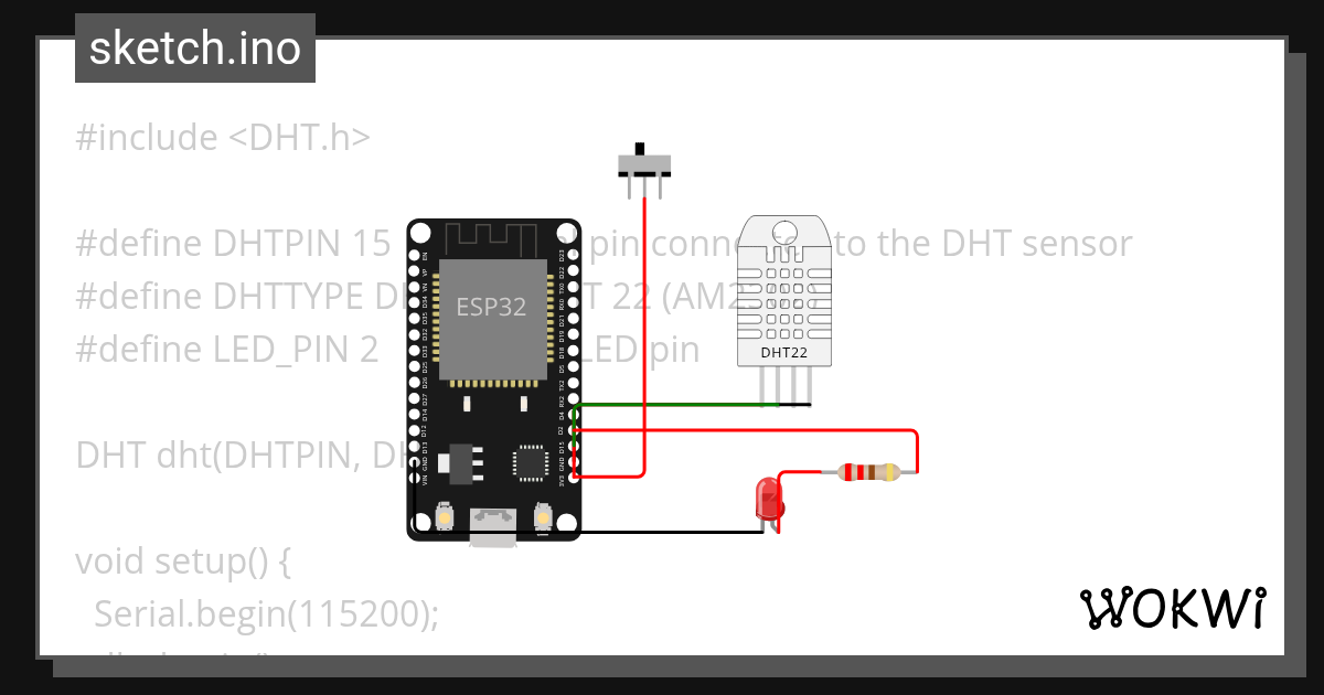 DHT to ESP#@ - Wokwi ESP32, STM32, Arduino Simulator