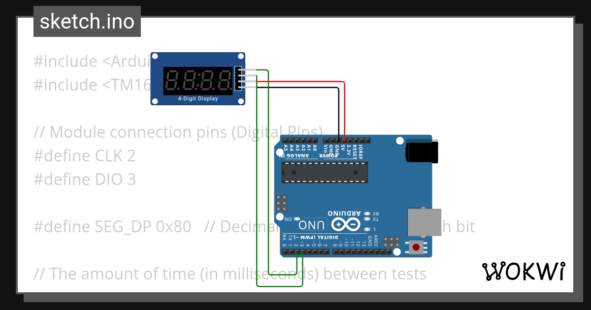 TM1637 projcect one - Wokwi ESP32, STM32, Arduino Simulator