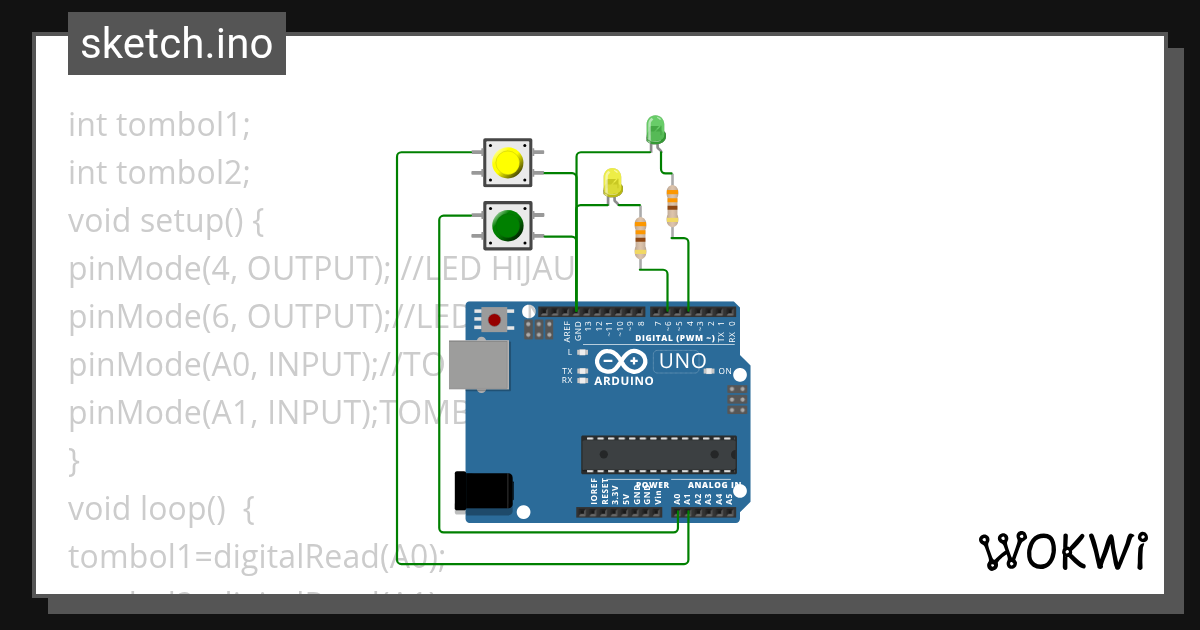 2led 2 tombol - Wokwi ESP32, STM32, Arduino Simulator 2led 2 tombol - Wokwi ESP32, STM32, Arduino Simulator