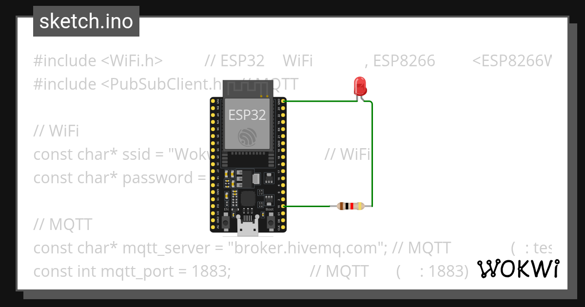 Arduino Ex04 MQTT - Wokwi ESP32, STM32, Arduino Simulator