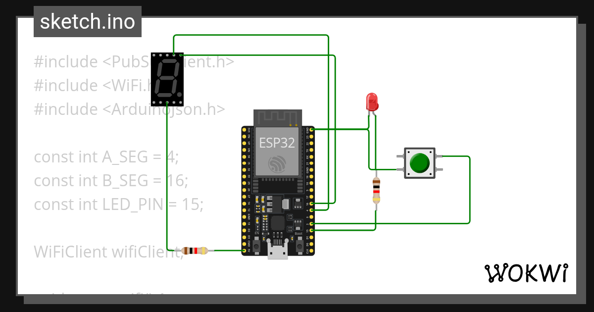 Arduino Ex11 MQTT LED - Wokwi ESP32, STM32, Arduino Simulator