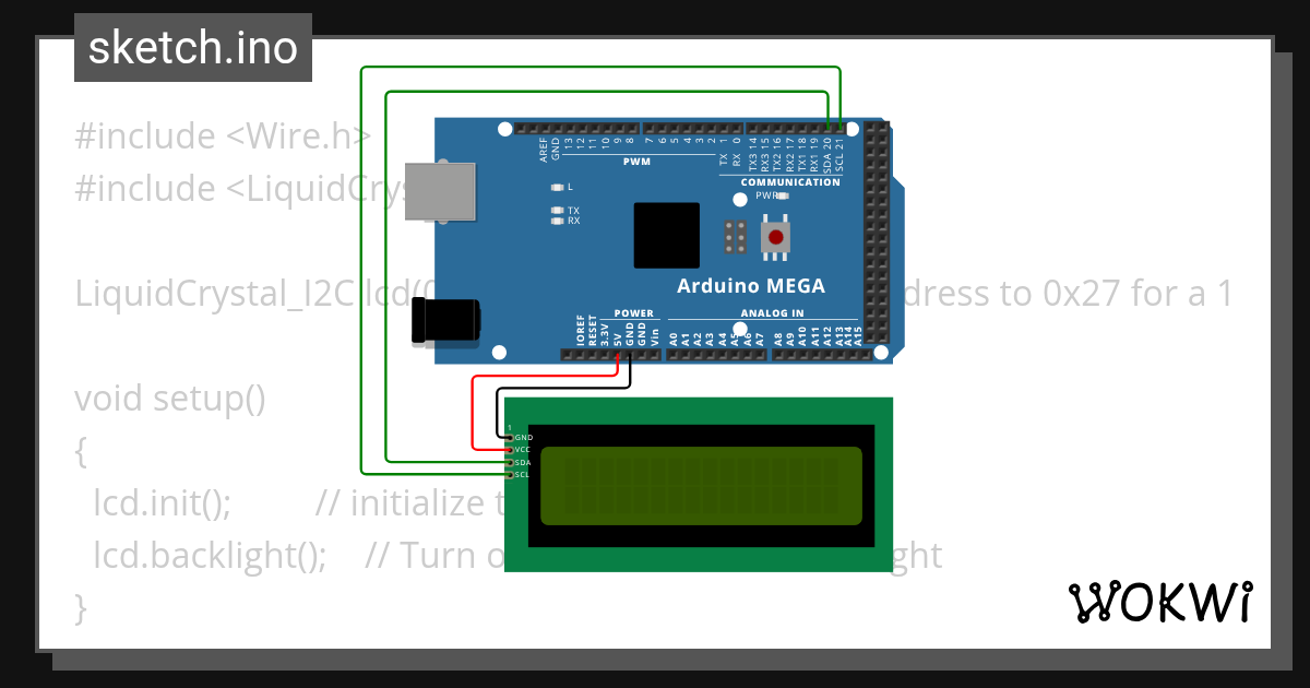 LCD display - Wokwi ESP32, STM32, Arduino Simulator