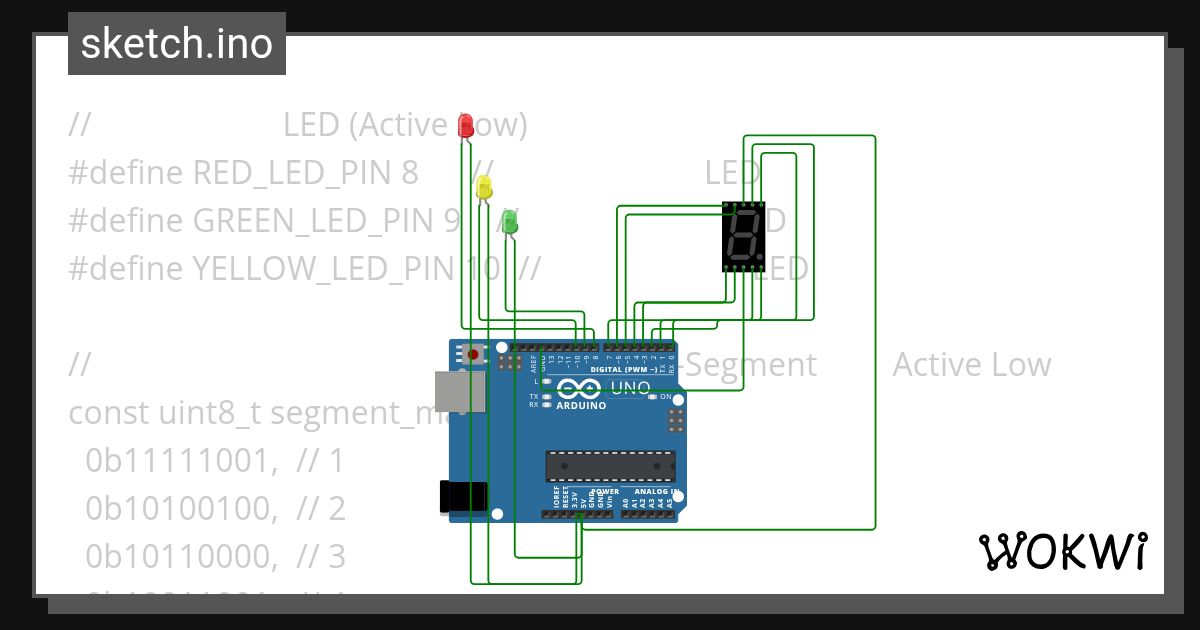 counter 3led - Wokwi ESP32, STM32, Arduino Simulator