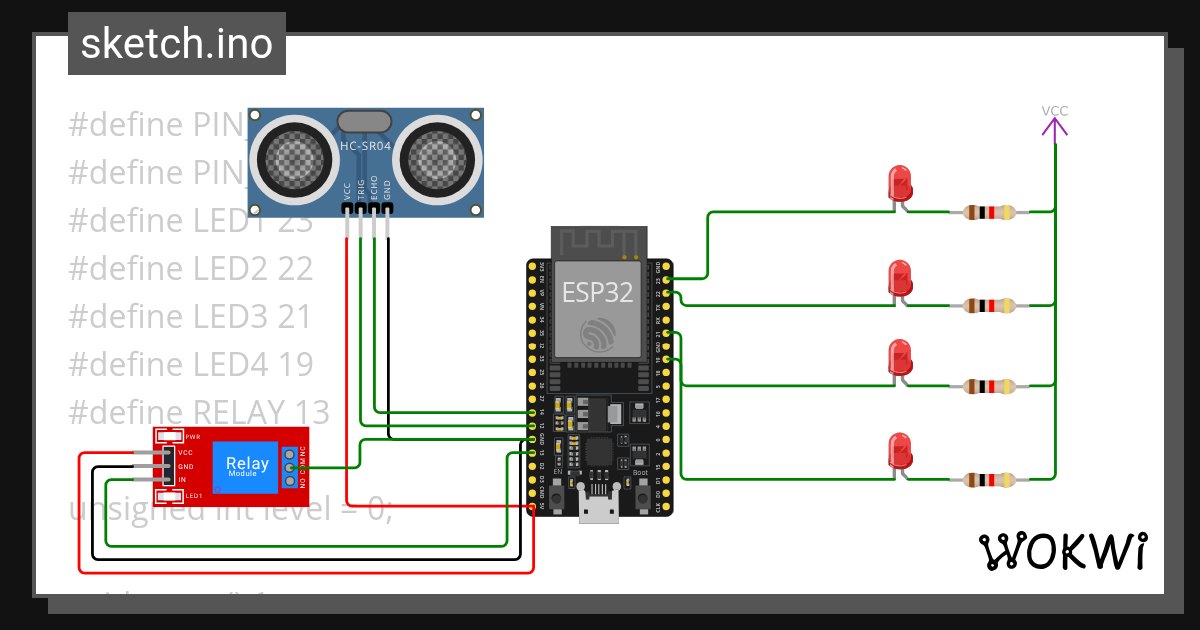 relay water level Fahrull - Wokwi ESP32, STM32, Arduino Simulator