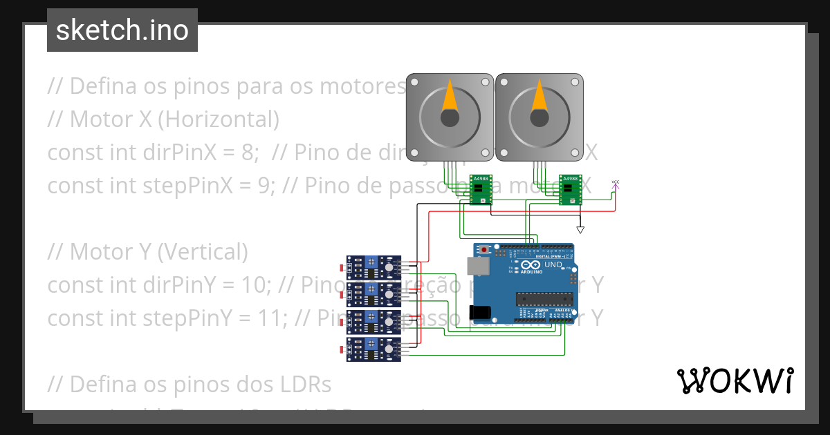 seguidor de sol dir step - Wokwi ESP32, STM32, Arduino Simulator