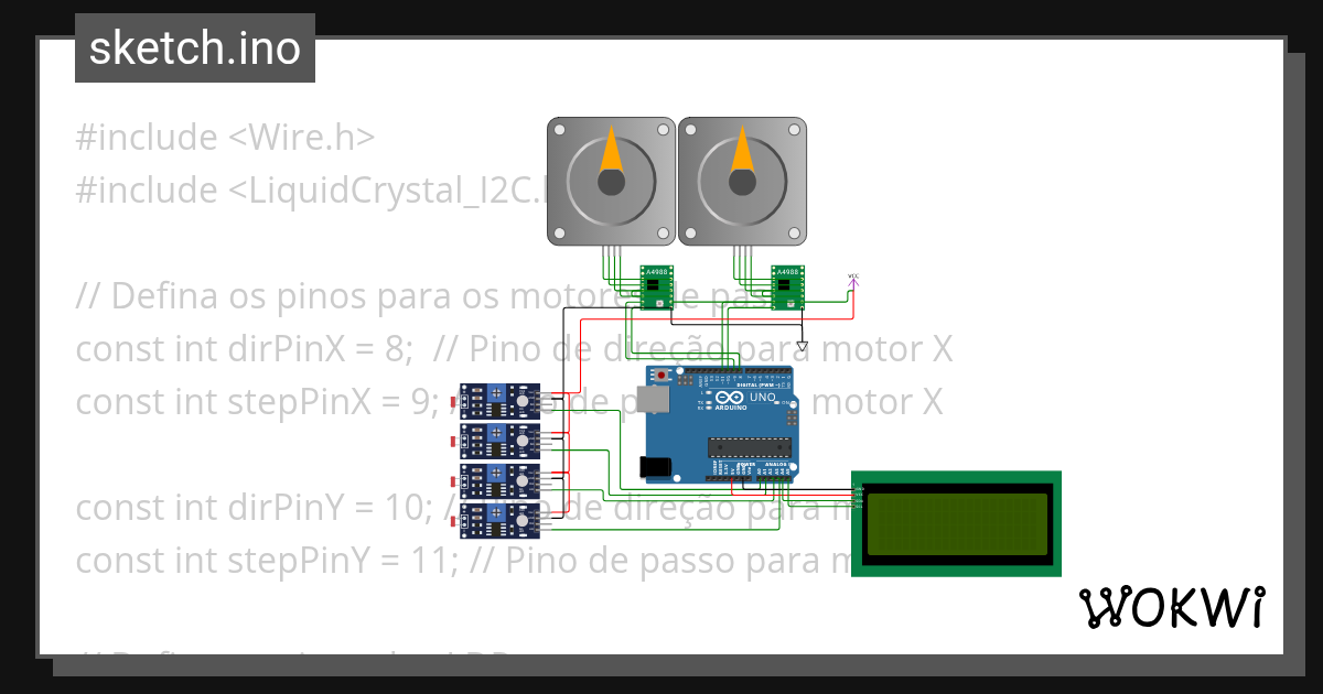 seguidor de sol dir step displya - Wokwi ESP32, STM32, Arduino Simulator