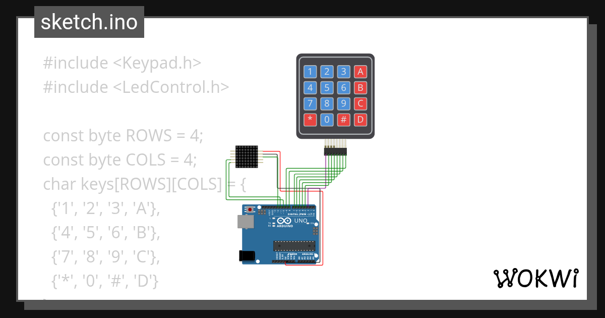 Led Dot Matrix X Keypad Wokwi Esp32 Stm32 Arduino Simulator 