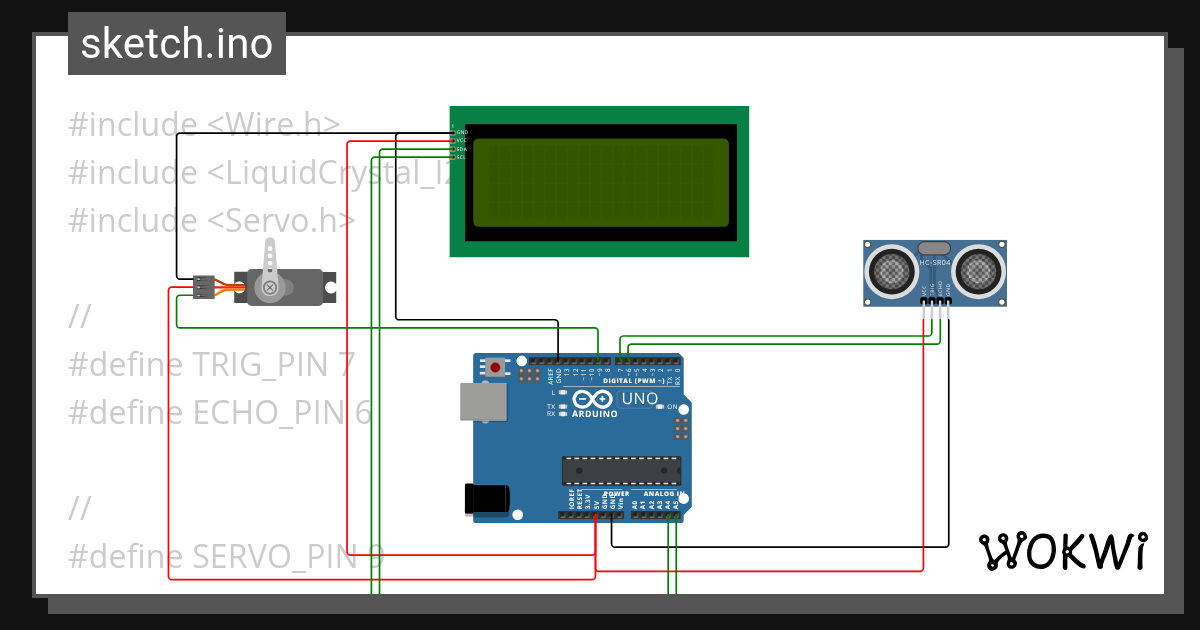 prj11 distance servo - Wokwi ESP32, STM32, Arduino Simulator