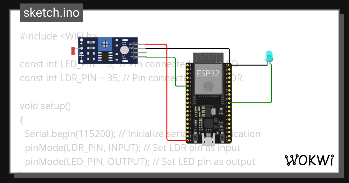 LDR 750 - Wokwi ESP32, STM32, Arduino Simulator