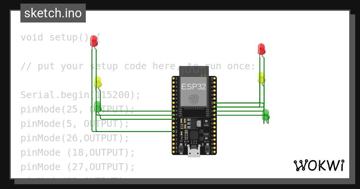 Traffic Light4 Wokwi Esp32 Stm32 Arduino Simulator