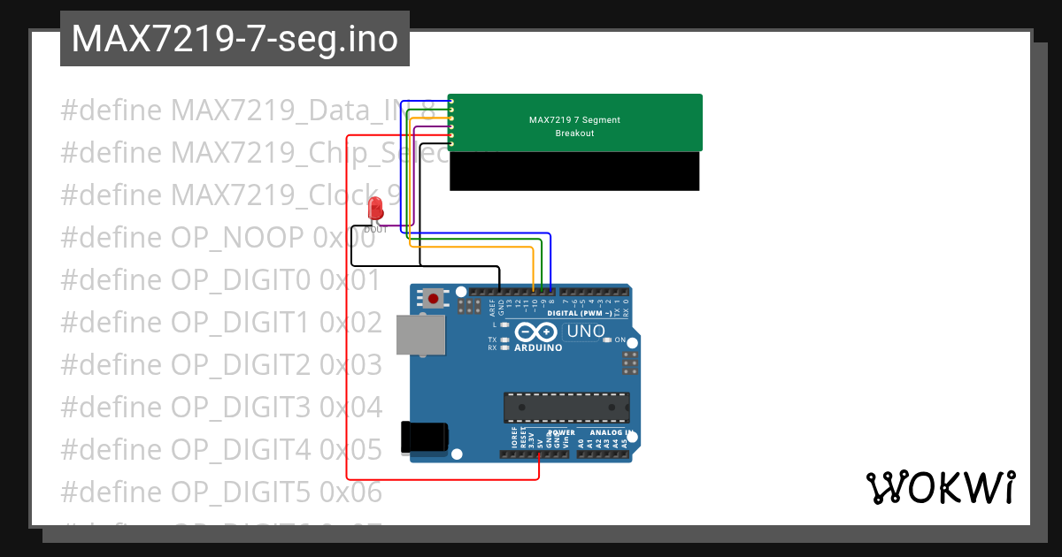 no4. MAX7219-7 dengan serial - Wokwi ESP32, STM32, Arduino Simulator