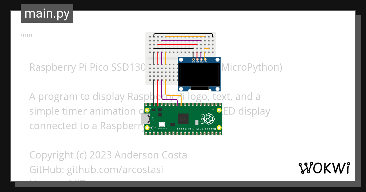 SSD1306 with MicroPython Copy - Wokwi ESP32, STM32, Arduino Simulator