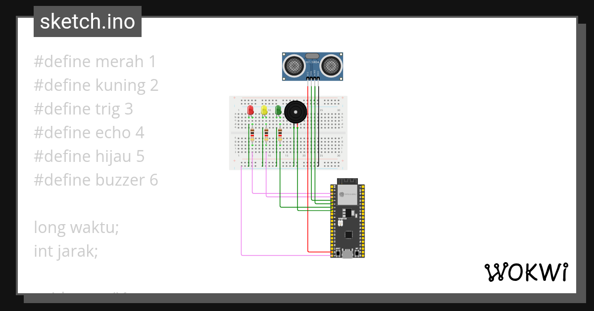 Projek 1 ultrasonik - Wokwi ESP32, STM32, Arduino Simulator