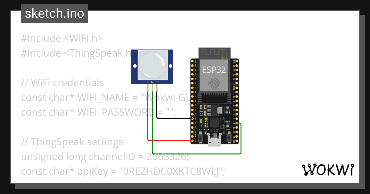 PIR Sensor - Wokwi ESP32, STM32, Arduino Simulator