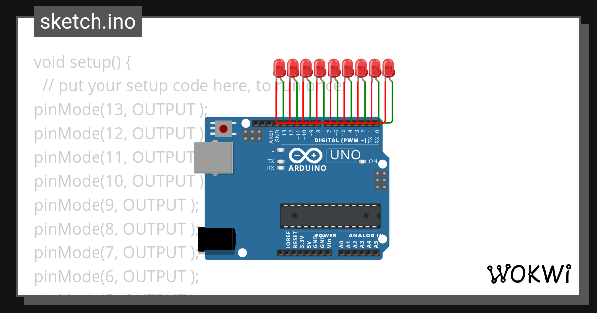 running LED - Wokwi ESP32, STM32, Arduino Simulator