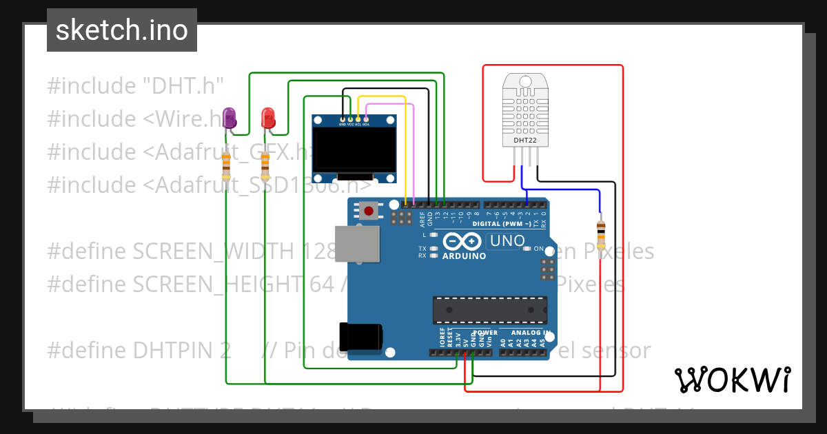 Ejercicio 6: Arduino DHT22 LCD - Wokwi ESP32, STM32, Arduino Simulator