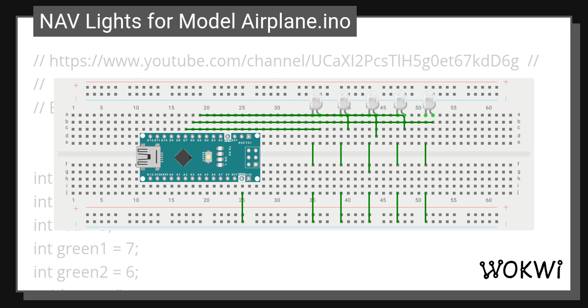 Airplane Model NAV Lights - Wokwi ESP32, STM32, Arduino Simulator