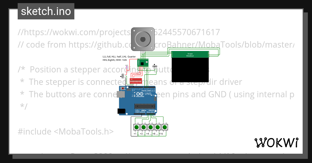mobatools_stepper_buttons_wokwi microstep slow - Wokwi ESP32, STM32, Arduino Simulator