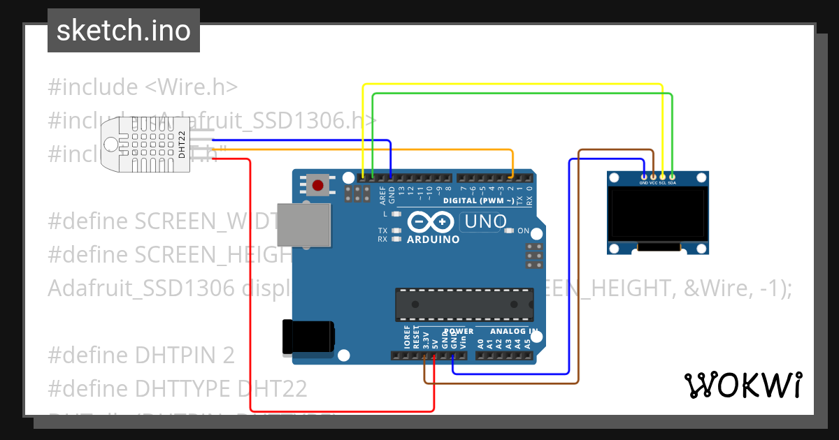 UNO_DHT22_OLED - Wokwi ESP32, STM32, Arduino Simulator