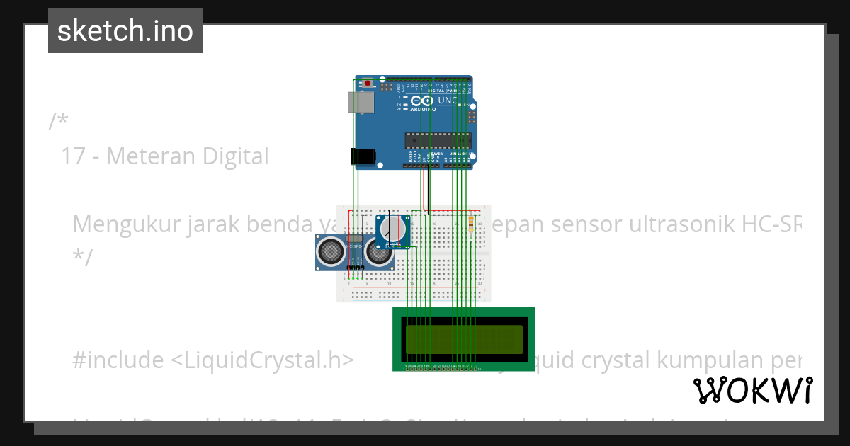 17 meteran digital - Wokwi ESP32, STM32, Arduino Simulator