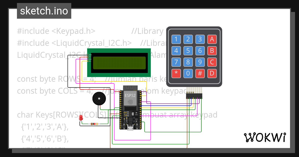 Smart Password and lcd - Wokwi ESP32, STM32, Arduino Simulator