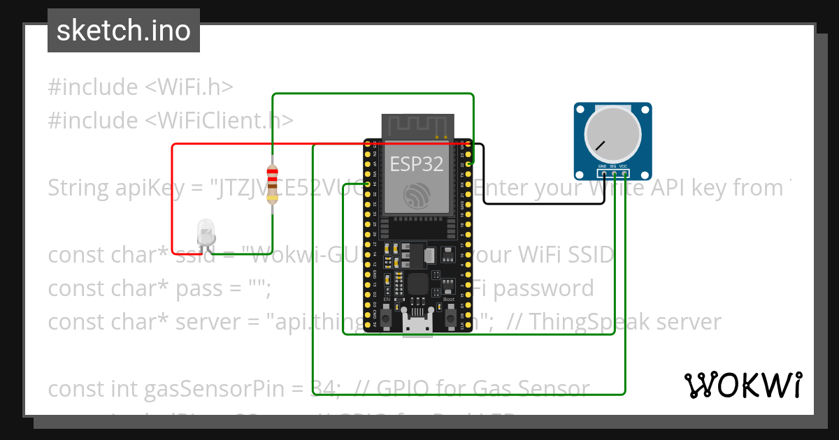 gas sensor - Wokwi ESP32, STM32, Arduino Simulator