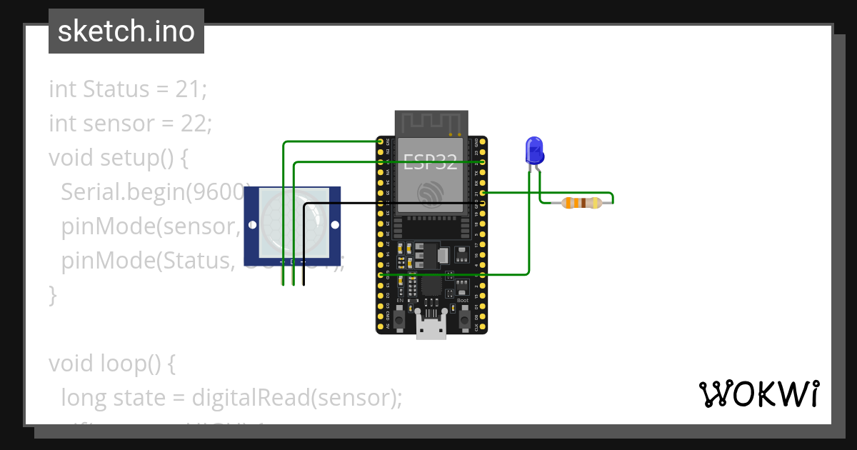 Pir Sensor Wokwi Esp32 Stm32 Arduino Simulator 