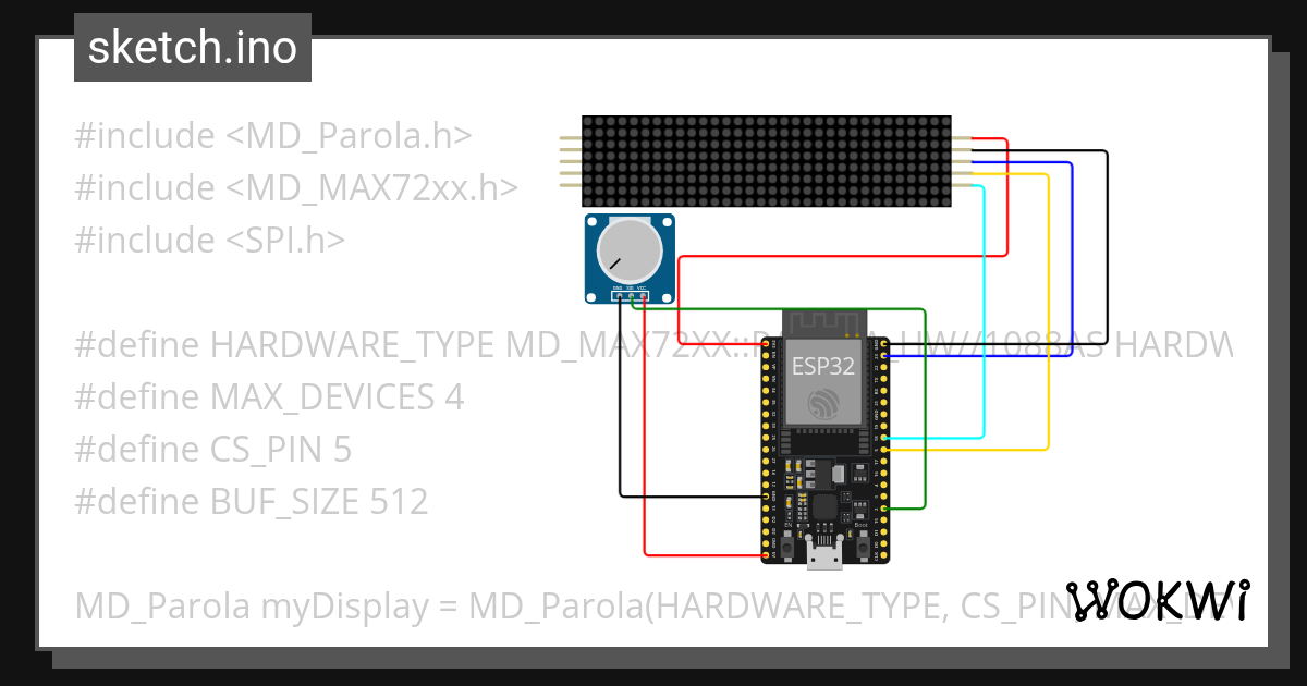 Dot Matrics With Potentiometer Wokwi Esp32 Stm32 Arduino Simulator 5621