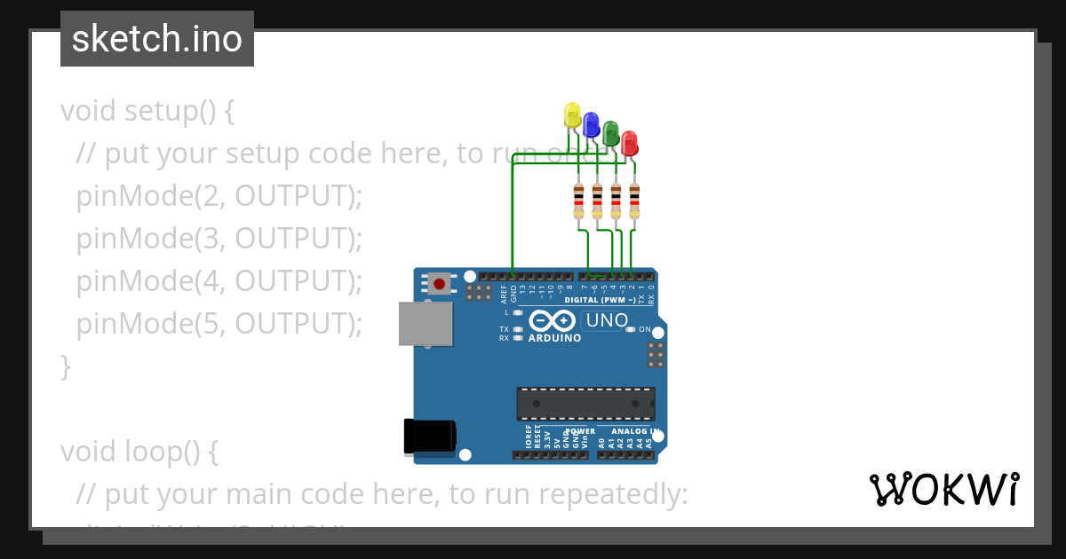 led running 4 - Wokwi ESP32, STM32, Arduino Simulator
