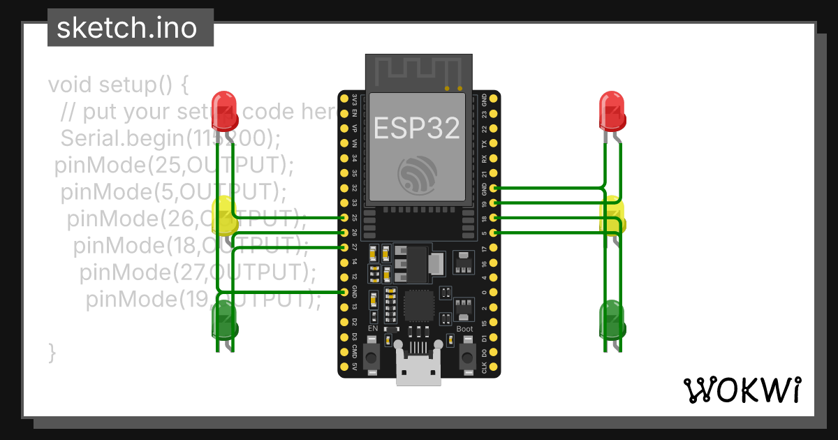 two way traffic lights - Wokwi ESP32, STM32, Arduino Simulator