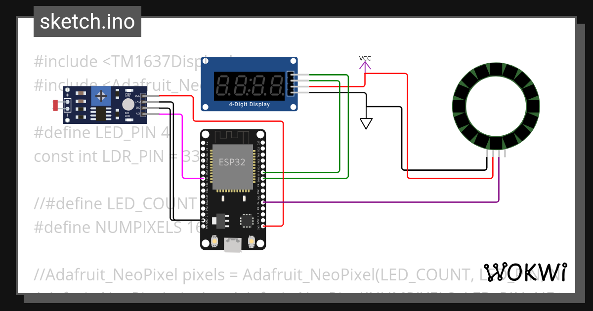 TM1637Display C2 - Wokwi ESP32, STM32, Arduino Simulator