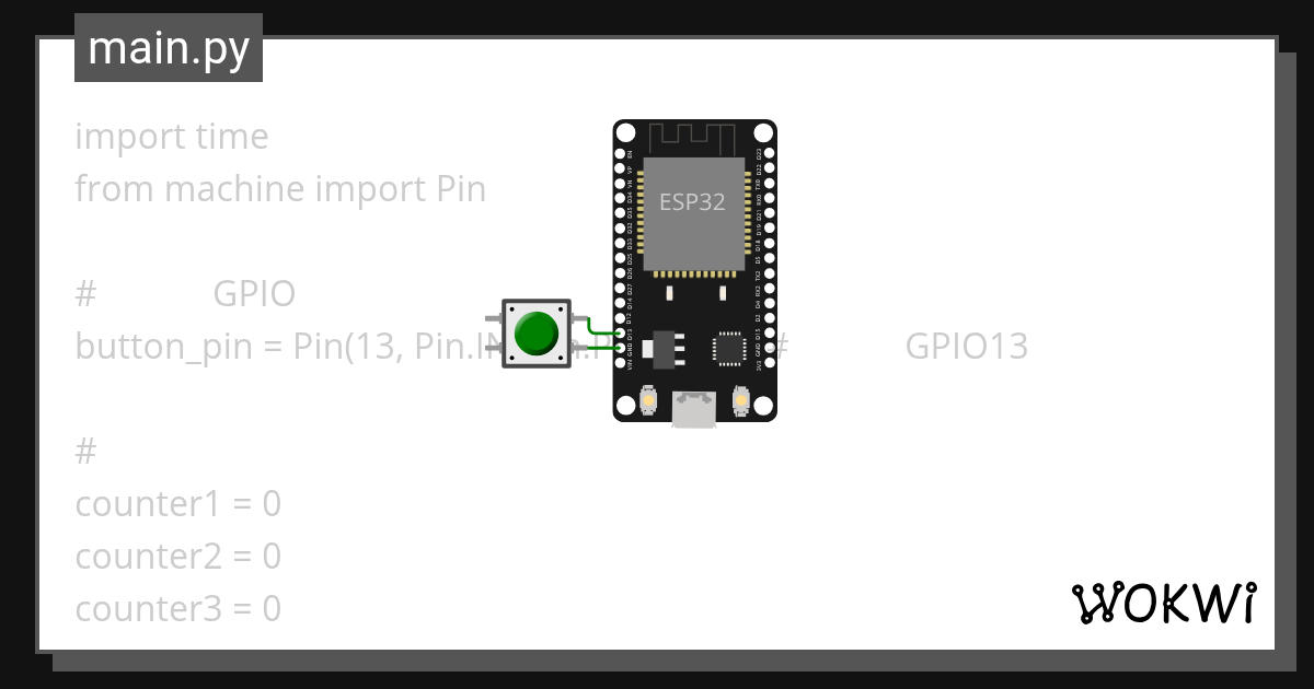 3計數器 按鈕切換 Wokwi Esp32 Stm32 Arduino Simulator 0312