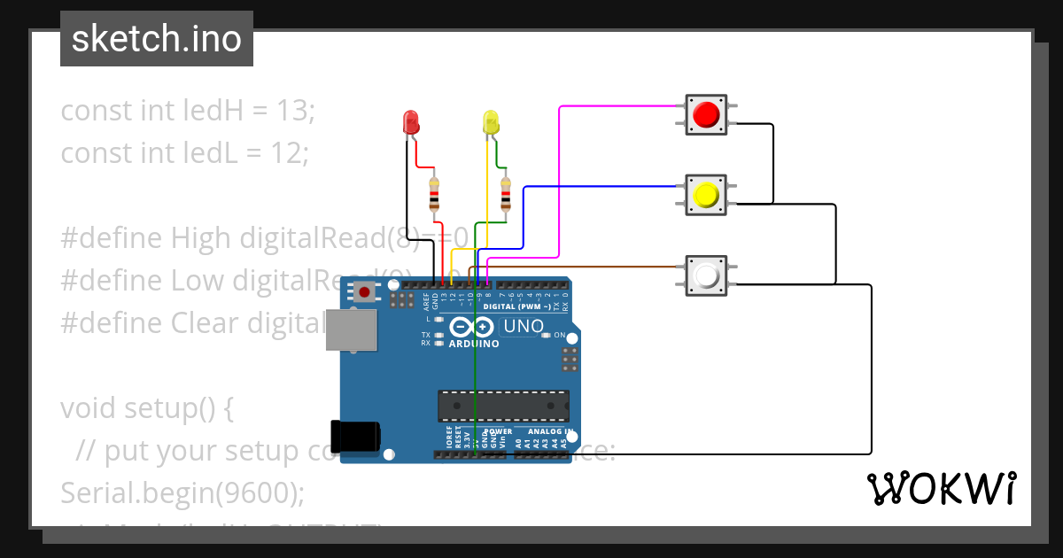 Lampu tombol - Wokwi ESP32, STM32, Arduino Simulator