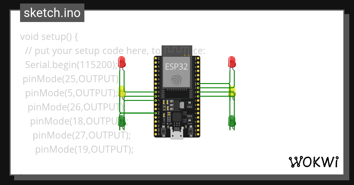 Two Way Traffic Lights Wokwi Esp32 Stm32 Arduino Simulator