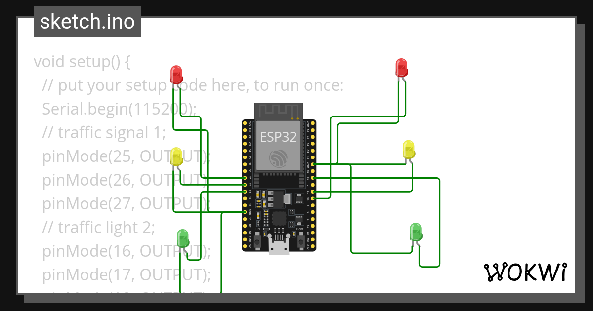 trafficlight-esp32(Anto) - Wokwi ESP32, STM32, Arduino Simulator