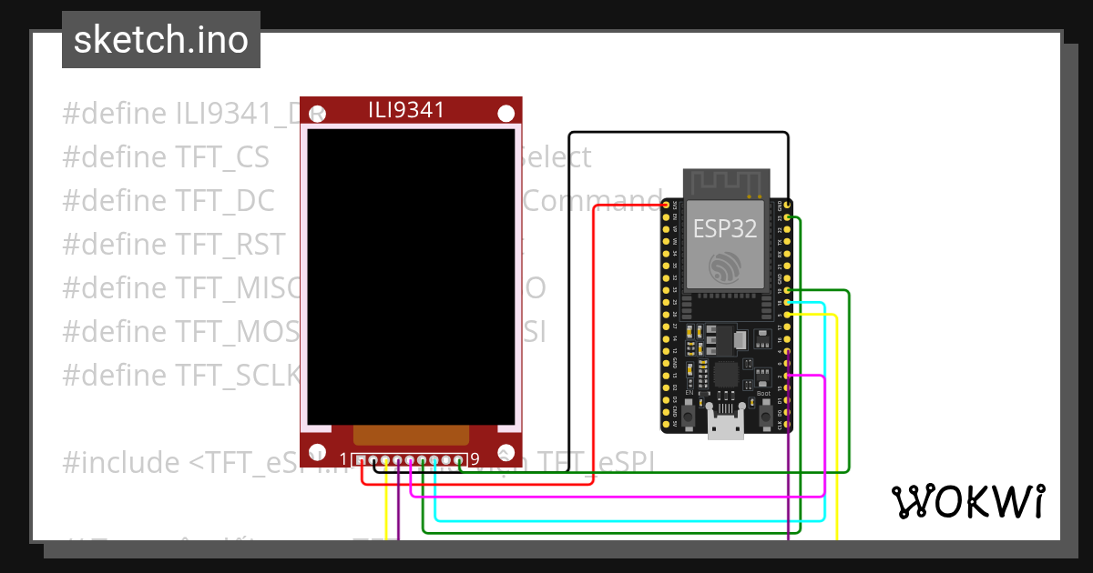 Bài tập Lập trình với giao thức SPI trên ESP32 với ILT9341 Copy - Wokwi ESP32, STM32, Arduino ...