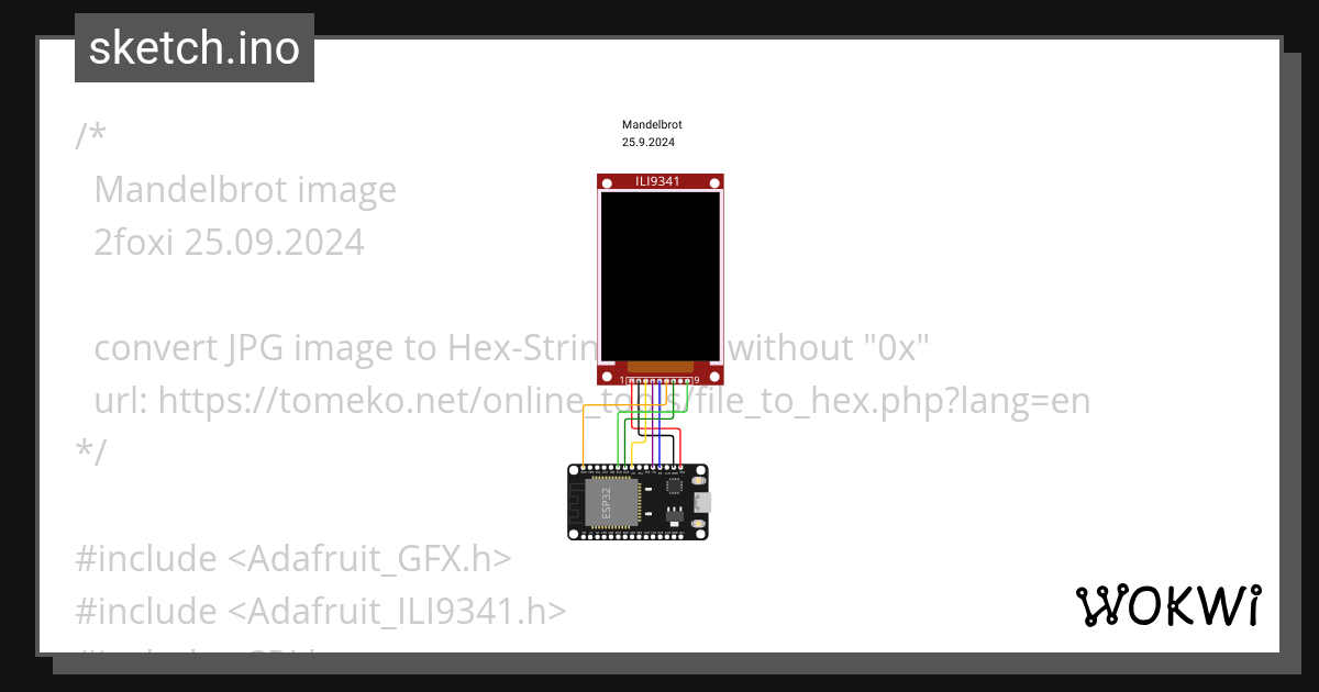 Mandelbrot Image - Wokwi ESP32, STM32, Arduino Simulator