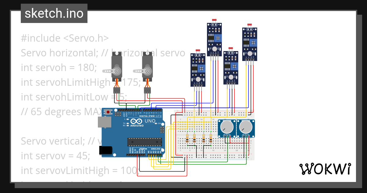 Solar Tracker Wokwi Esp32 Stm32 Arduino Simulator