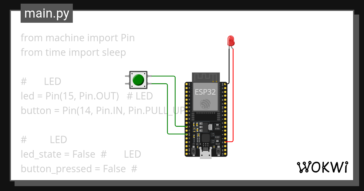 按鈕控制燈 Wokwi Esp32 Stm32 Arduino Simulator