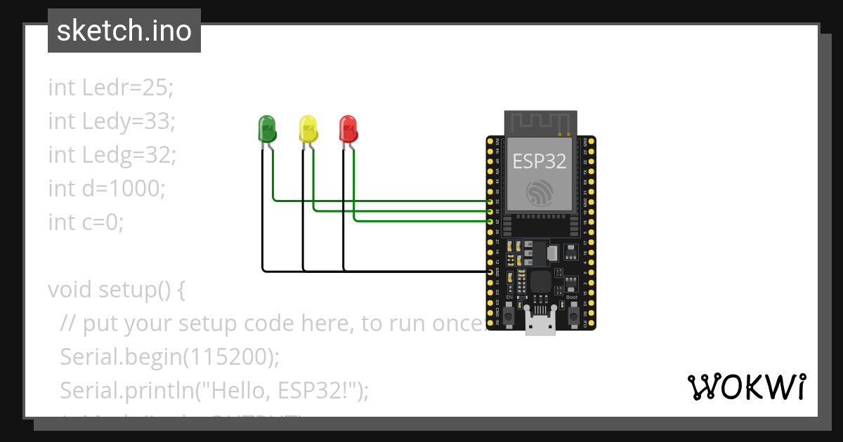 semafor - Wokwi ESP32, STM32, Arduino Simulator