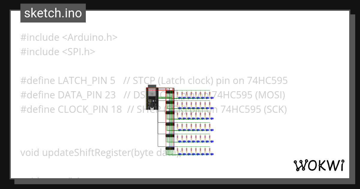 Testing HC595 - Wokwi ESP32, STM32, Arduino Simulator